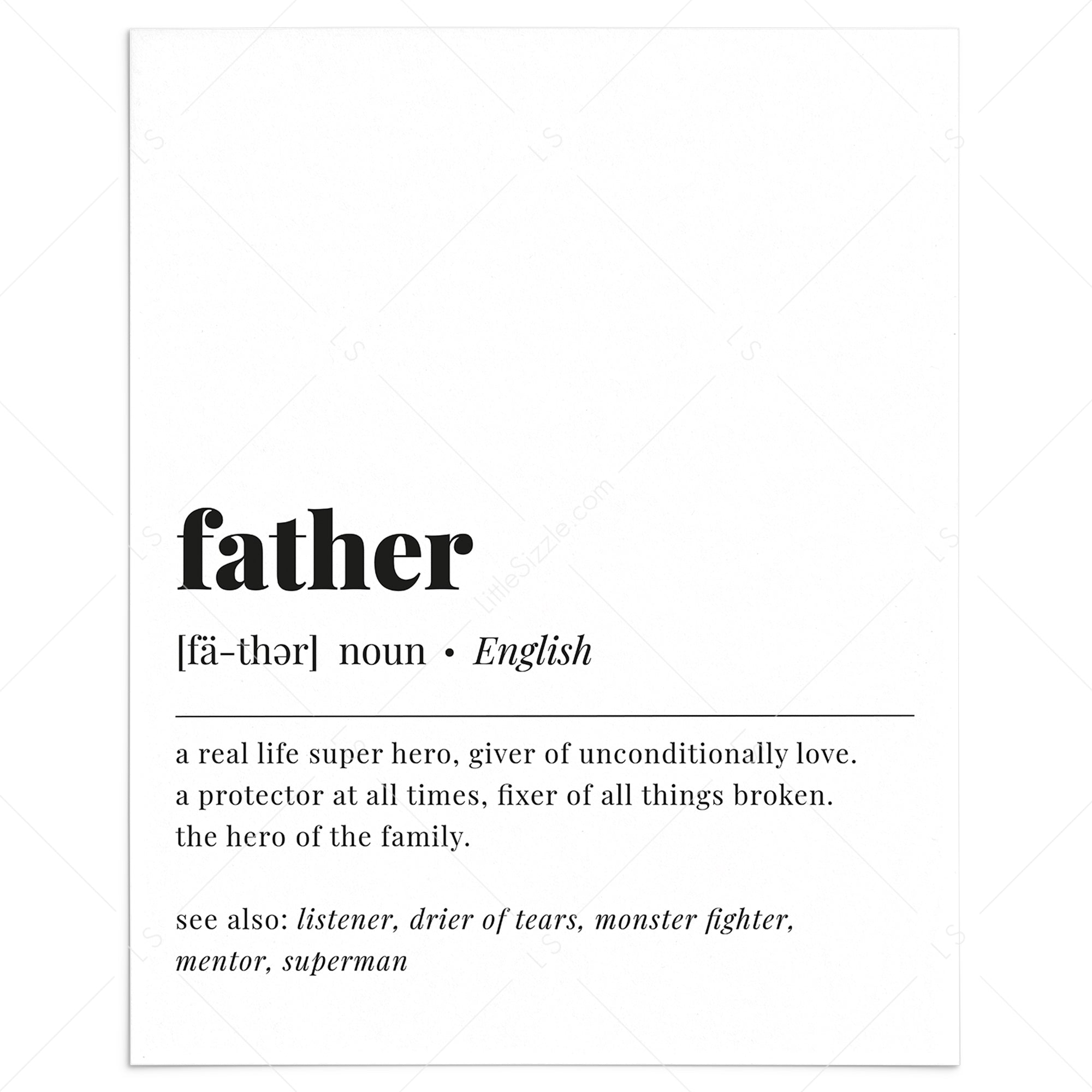 Father Definition Print Gift For Father Meaning Of Father Father Definition Print Gift For Father Meaning Of Father