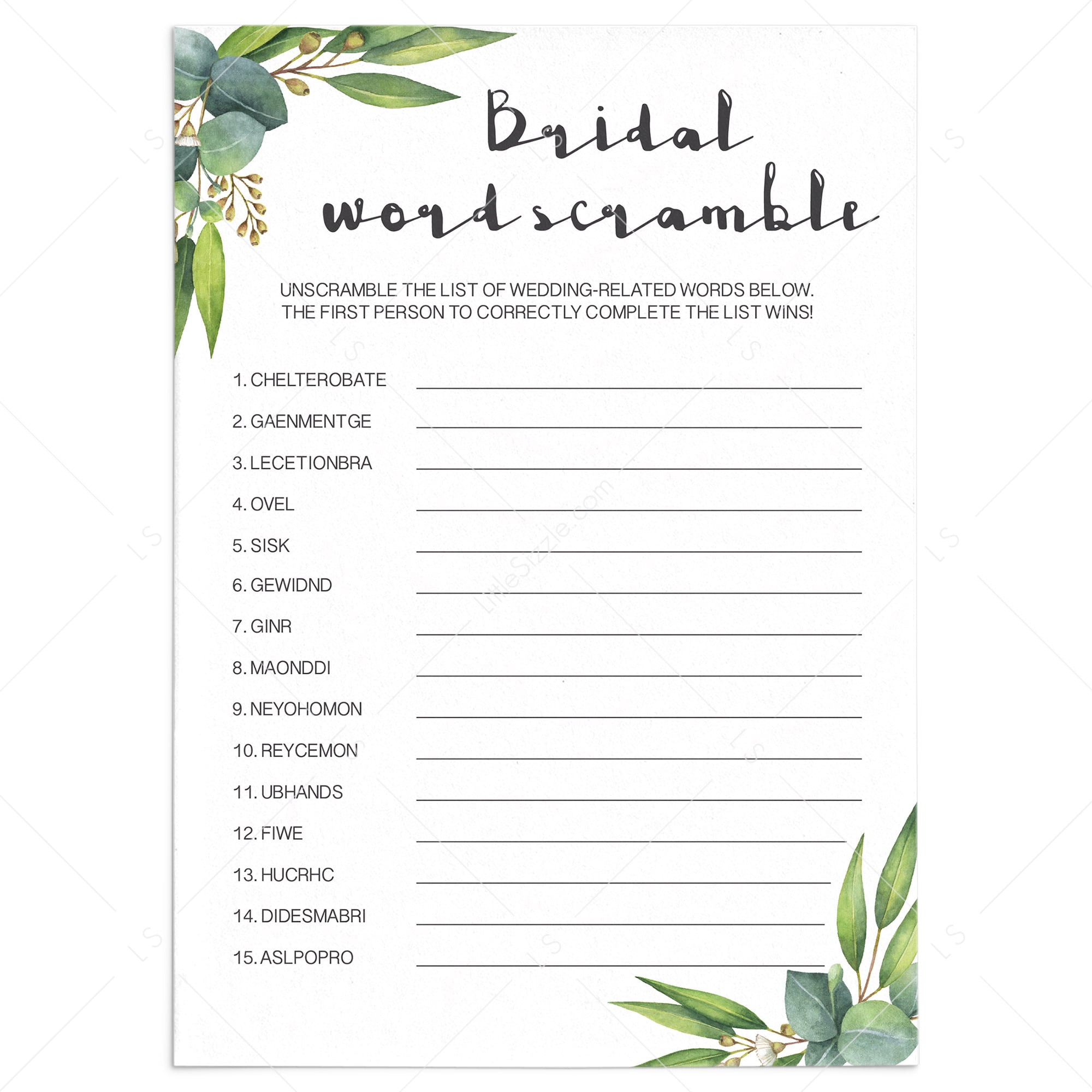 Free Printable Bridal Shower Games Word Scramble Free Printable Bridal Shower Games Word Scramble