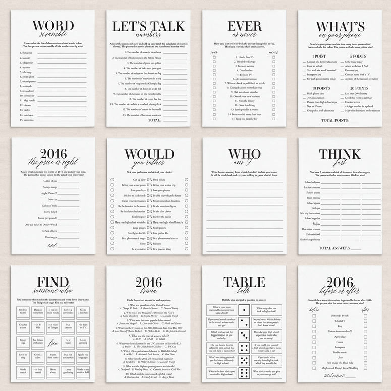 Class Reunion Games & Activities To Print At Home | Fun Reunion Ideas ...