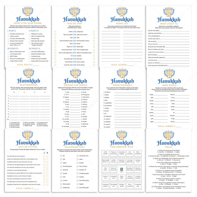 Printable Hanukkah Games for Family | Chanukah Games – LittleSizzle