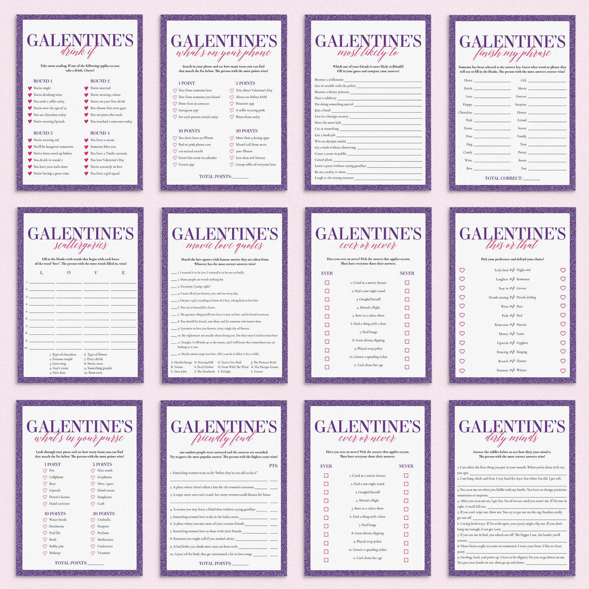 Galentine's Day Party Games Printable & Virtual | The Best Girl Party ...