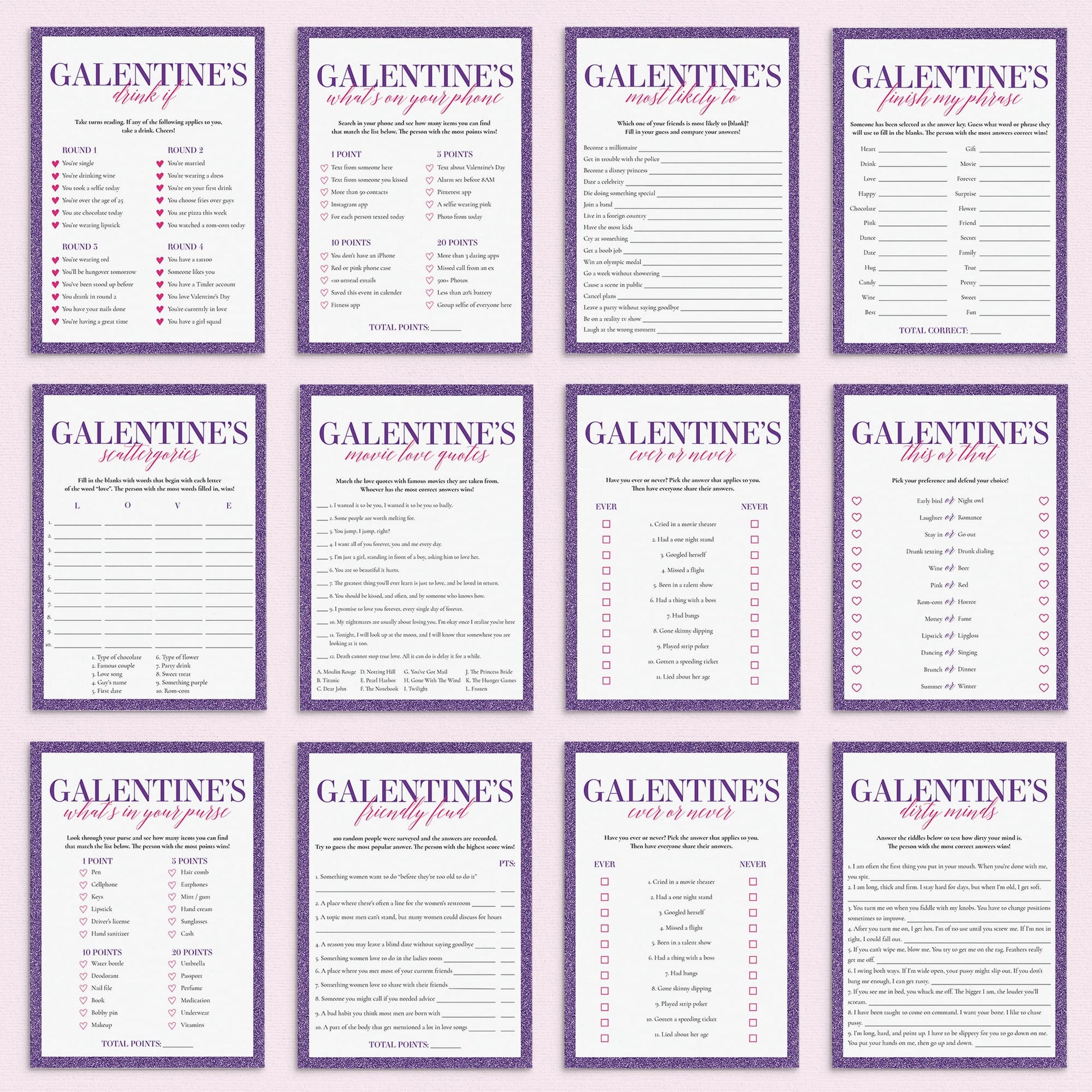 Galentine's Day Party Games Printable & Virtual | The Best Girl Party ...