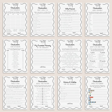 Graduation Games | Class of 2026 Grad Party Games Printable – LittleSizzle