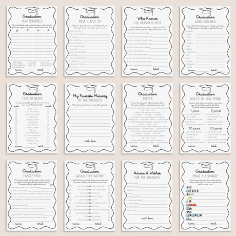 Graduation Games | Class of 2026 Grad Party Games Printable – LittleSizzle