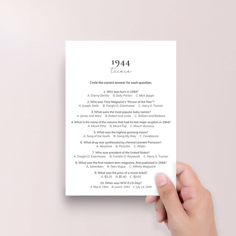 1944 Quiz and Answers Printable | All About The Year 1944 Trivia ...