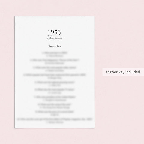 1953 Quiz and Answers Printable | All About The Year 1953 Trivia ...