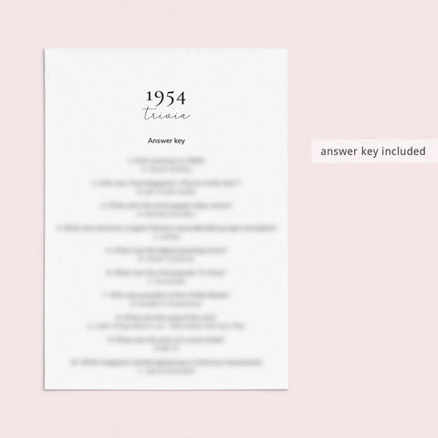 1954 Quiz and Answers Printable | All About The Year 1954 Trivia ...