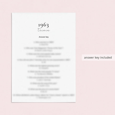 1963 Quiz and Answers Printable | All About The Year 1963 Trivia ...