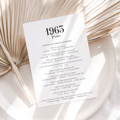 1963 Trivia Quiz with Answer Key Instant Download | 61st Birthday ...