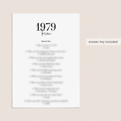 1979 Trivia Quiz with Answer Key Instant Download – LittleSizzle
