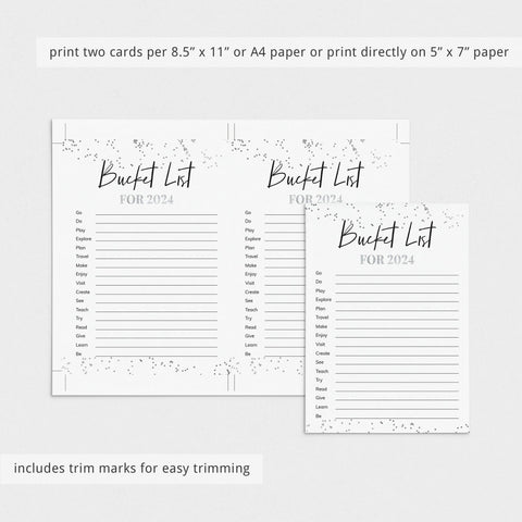 New Year Bucket List Printable | Instant Download – LittleSizzle