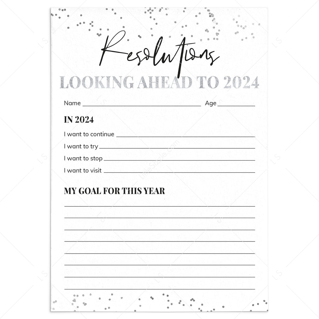 New Year Resolutions Card Printable | Instant Download – LittleSizzle