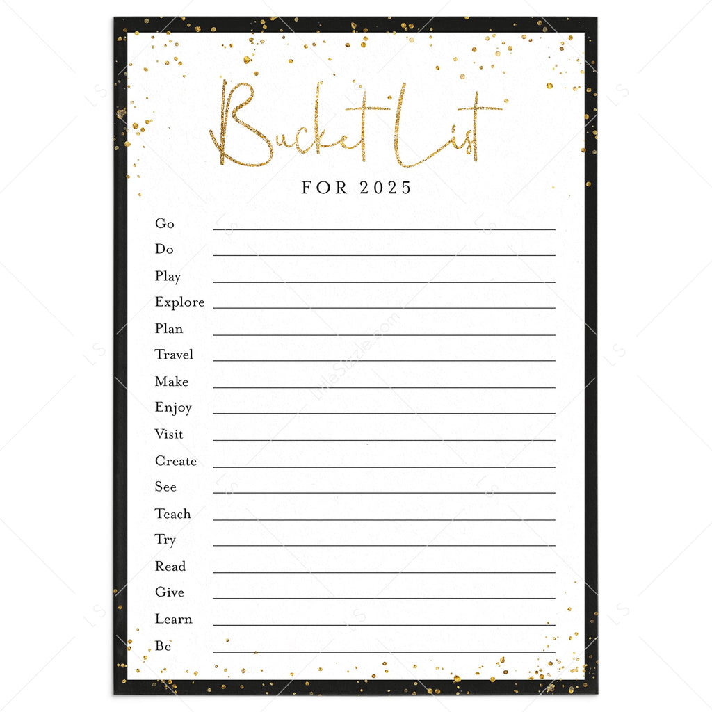 New Years Bucket List for 2025 Printable | New Year Goal List ...