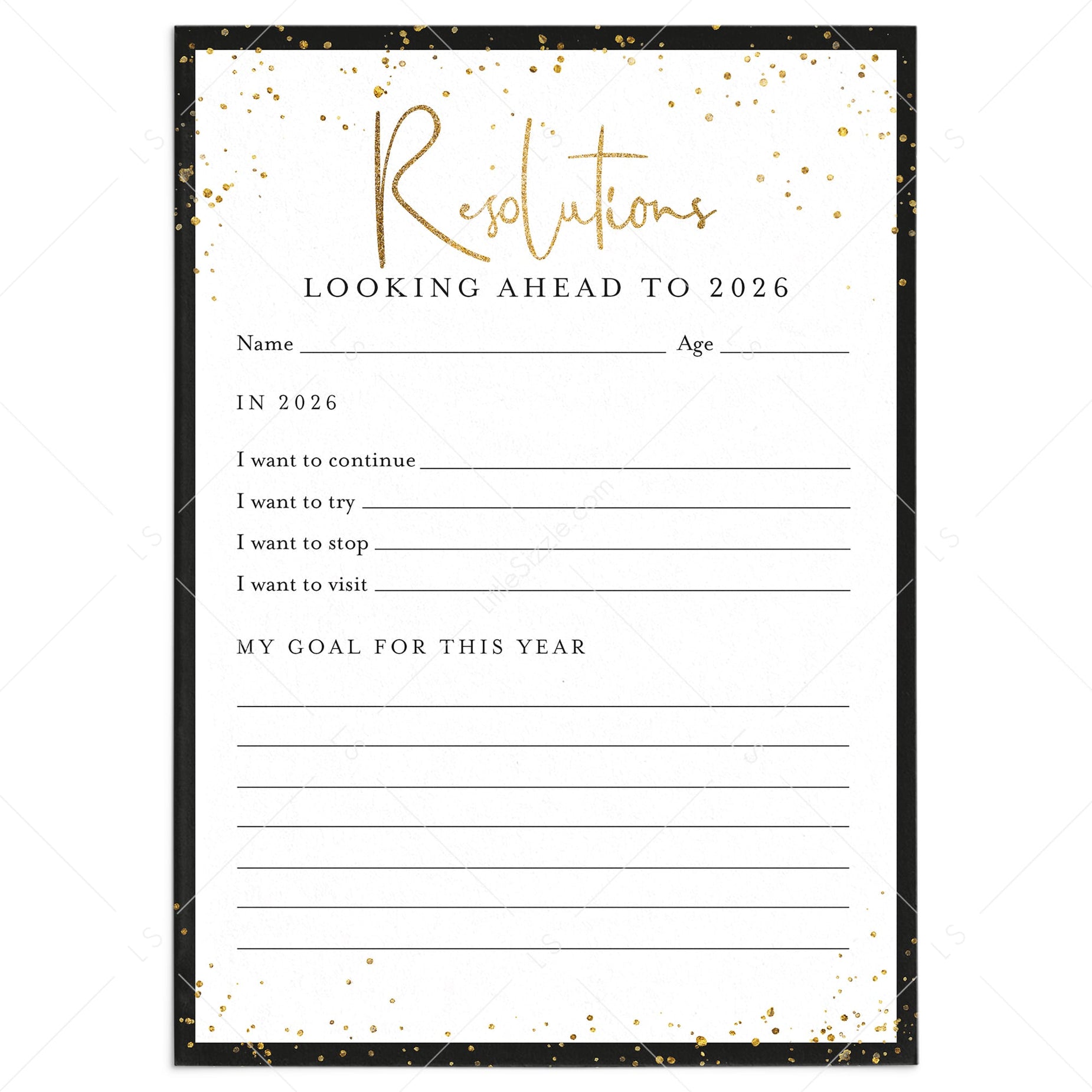 New Years Resolution Printable Cards | New Year Resolution List ...
