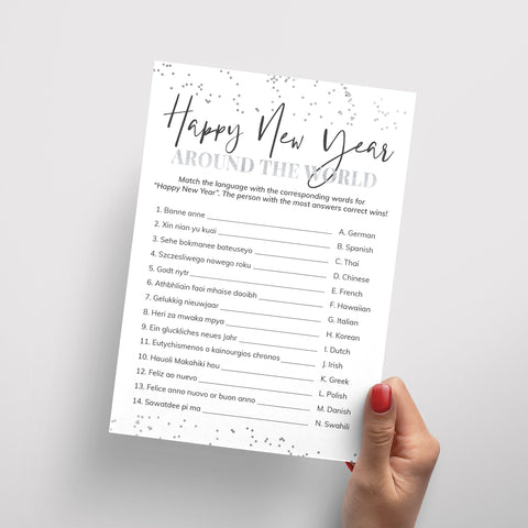 Happy New Year Language Game With Answer Key Printable | Download ...