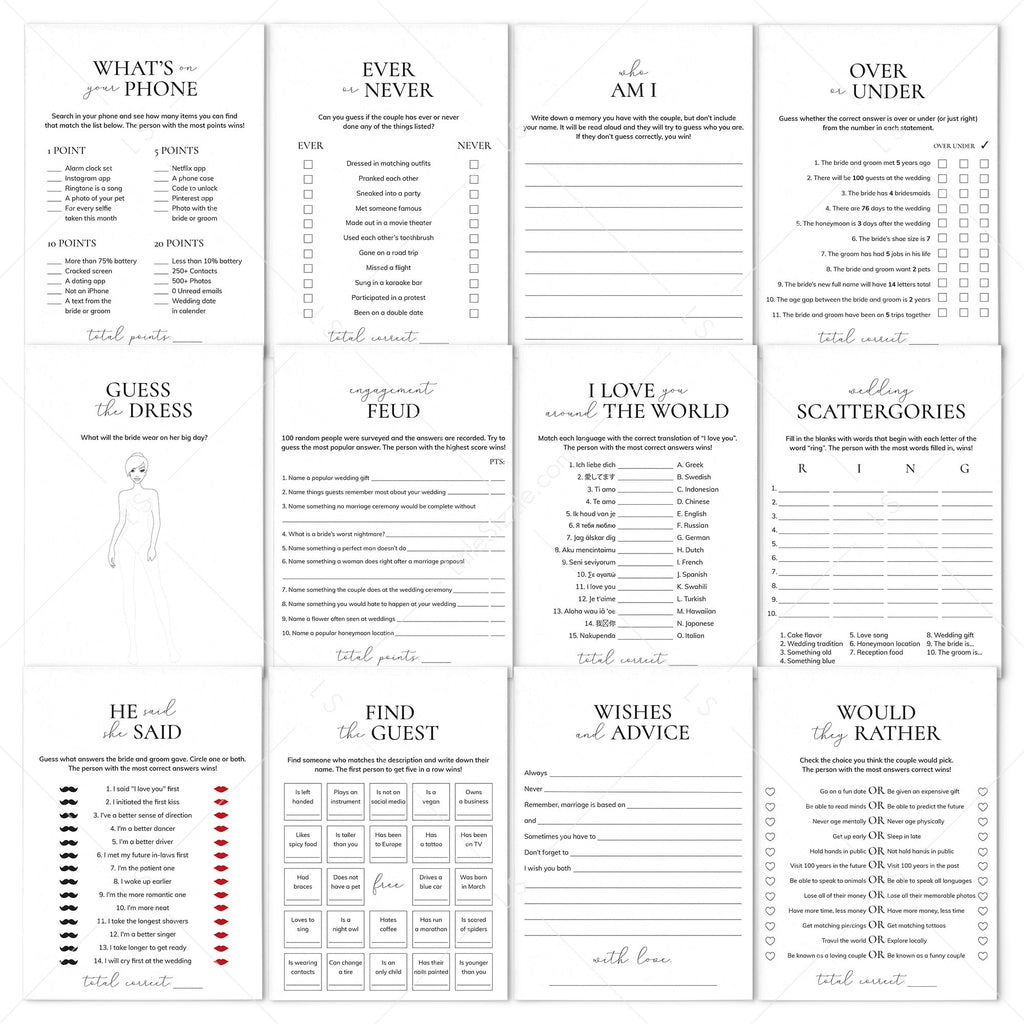 Engagement Party Games Bundle Printable | Best Engagement Activities ...