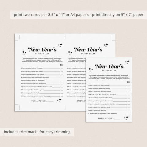 Family Feud New Years Party Game Printable Questions and Answers ...