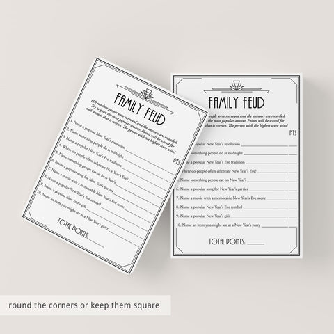 New Year's Eve Party Family Feud Game Great Gatsby Theme Printable ...