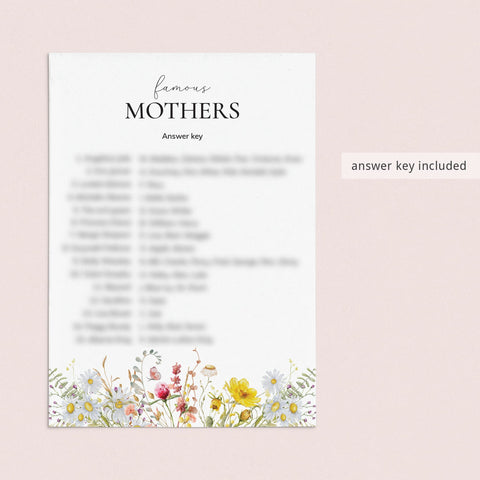 Famous Mothers Game with Answers Printable | Instant Download ...