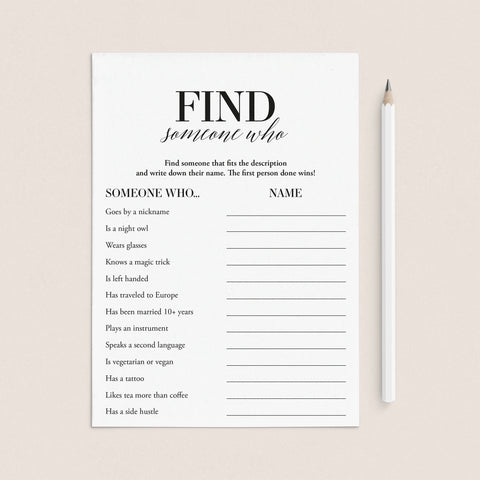 Office Party Icebreaker Game Find Someone Who Printable – LittleSizzle