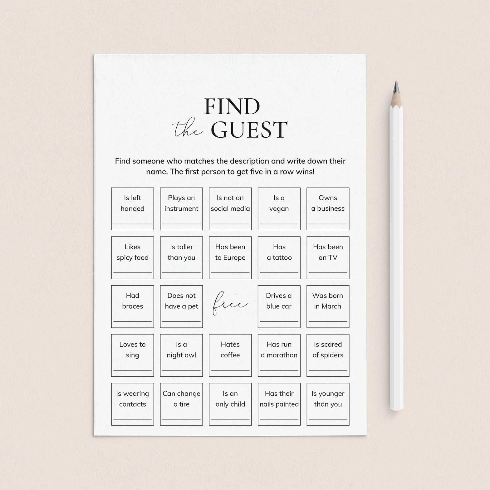 Icebreaker Bingo Find Someone Who Printable | Instant Download ...