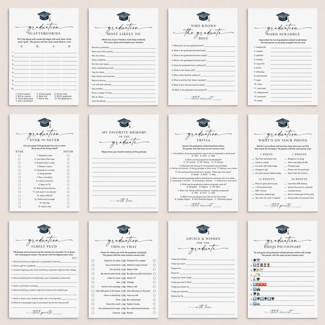 Graduation Games | Class of 2025 Grad Party Games Printable – LittleSizzle