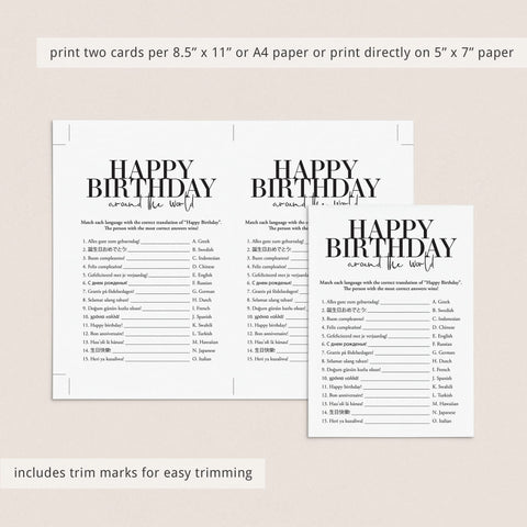 Happy Birthday Around The World with Answers Printable – LittleSizzle