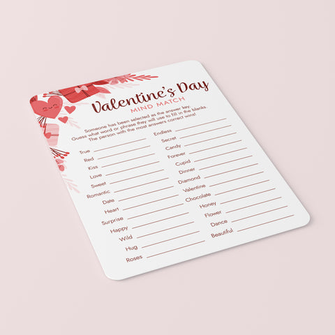 Group Valentines Party Game Mind Match Printable Finish My Phrase ...