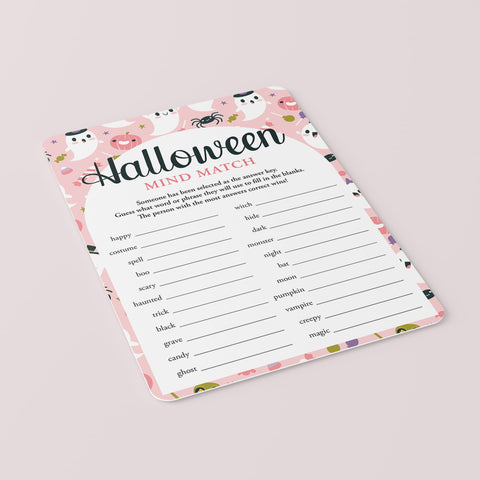 Teen Girl Halloween Party Icebreaker Game Mind Match Printable ...