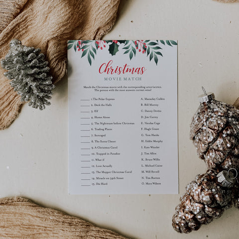 Holiday Game for Family Christmas Movie Match | Answer Key Included ...