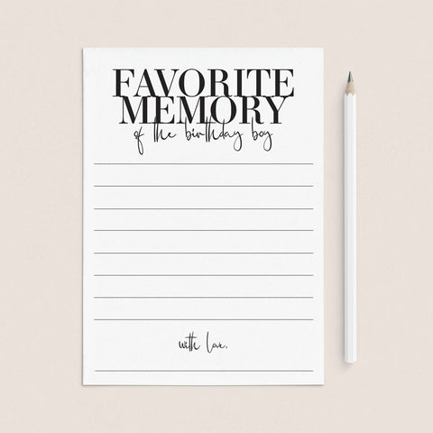 My Favorite Memory With The Birthday Boy Cards Printable – LittleSizzle