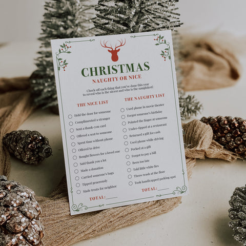 Christmas Naughty or Nice Game Printable | Instant Download – LittleSizzle