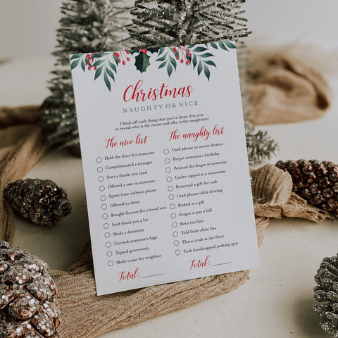 Naughty or Nice Christmas Game for Adults Printable | Instant Download ...