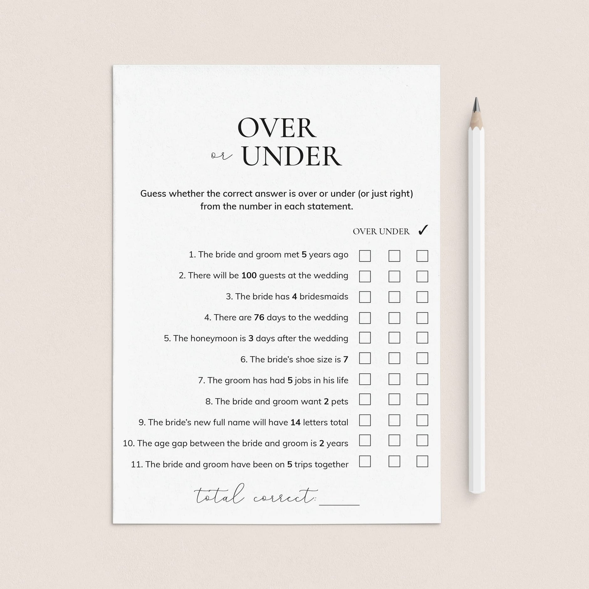 Over or Under Game Templates | Editable | Instant Download – LittleSizzle