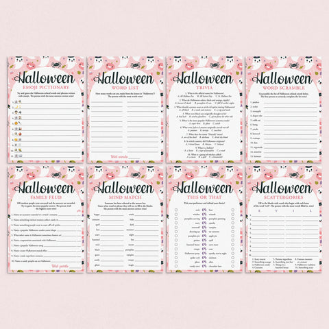 Pink Halloween Games Bundle for Girls Printable | Not So Spooky ...