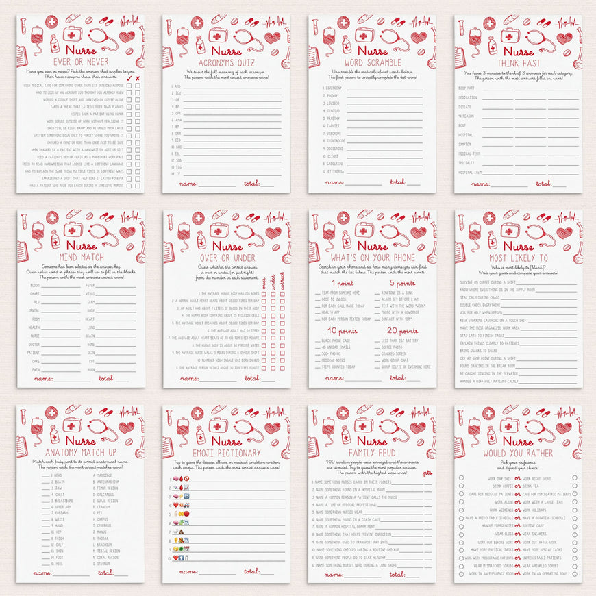 Nurse Week Games Printable | Fun Nurses Week Activities – LittleSizzle