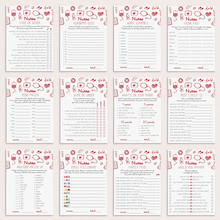Nurse Week Games Printable | Fun Nurses Week Activities – LittleSizzle