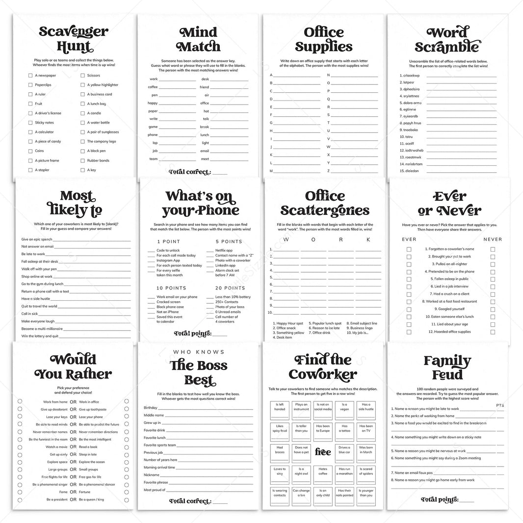 Printable Games for the Office | Office Party Ideas | Work Party Games ...