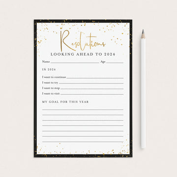New Years Resolution Printable Cards | New Year Resolution List ...