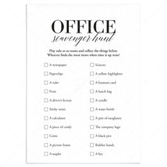 Office Scavenger Hunt Cards Printable | Instant Download – LittleSizzle