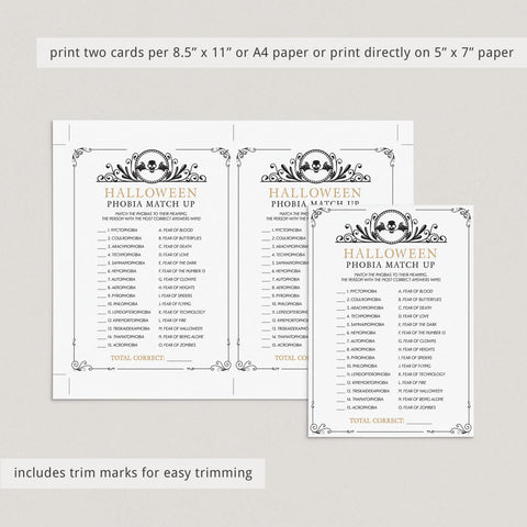Match That Phobia Halloween Quiz with Answers Printable – LittleSizzle