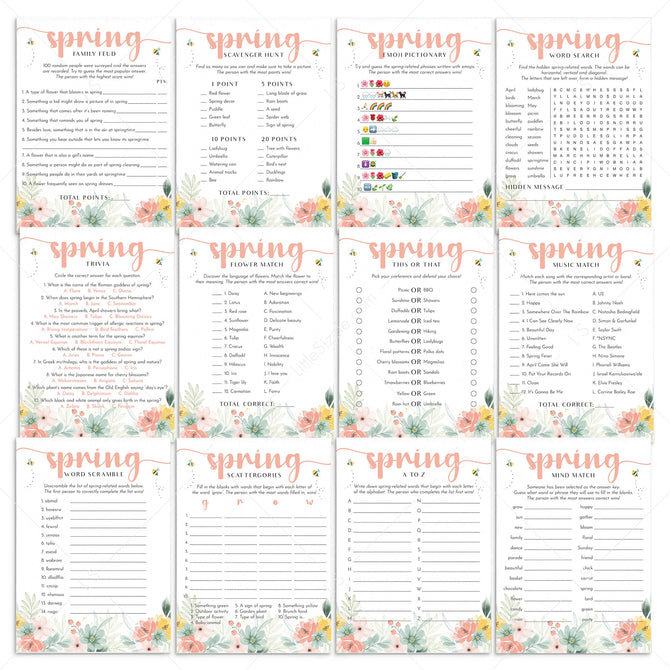 Spring Games and Activities Printable | Springtime Ideas for All Ages ...