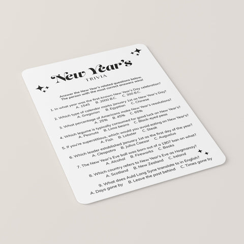 New Year's Eve Trivia Questions and Answers Printable – LittleSizzle