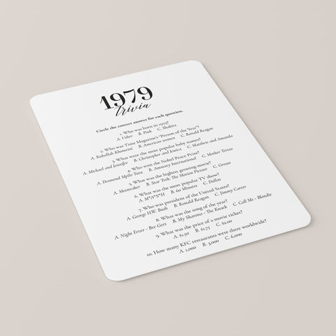 1979 Fun Facts Quiz with Answers Printable | 1979 Pop Culture Trivia ...