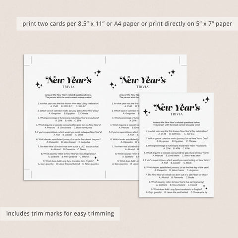 New Year's Eve Trivia Questions and Answers Printable – LittleSizzle