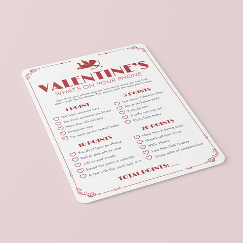 Valentine Game What's On Your Phone Printable | Valentines Day Games ...