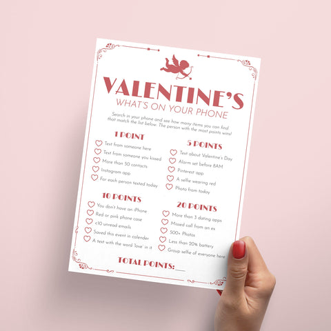 Valentine Game What's On Your Phone Printable | Valentines Day Games ...
