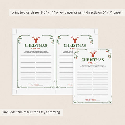 Christmas Word List Sheet Printable | Instant Download – LittleSizzle