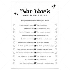 New Year's Eve Would You Rather Questions Printable – LittleSizzle