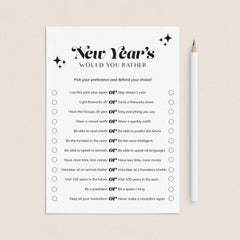 New Year's Eve Would You Rather Questions Printable – LittleSizzle